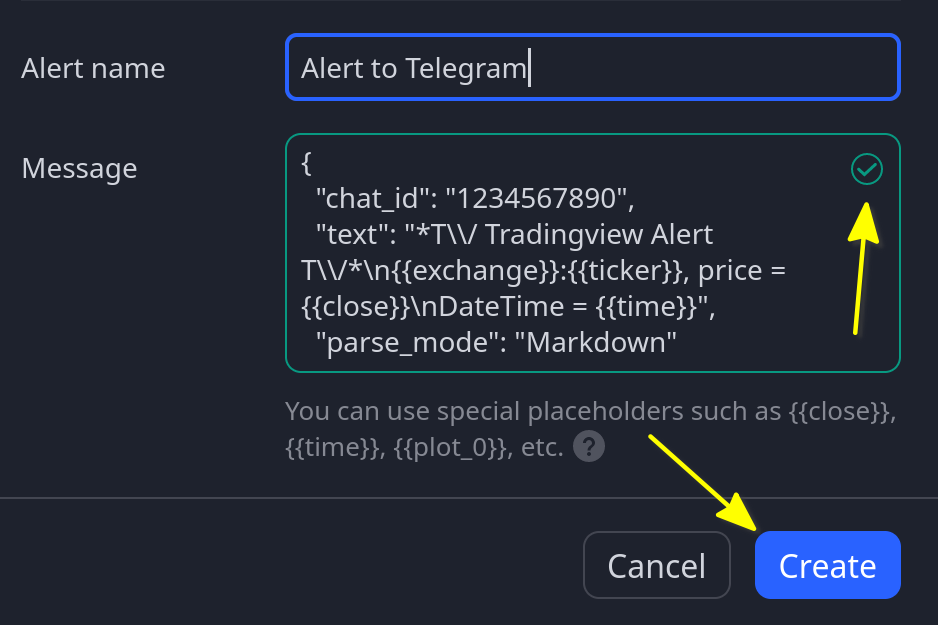 TradingView Telegram Chart Alert – VerrilloTrading