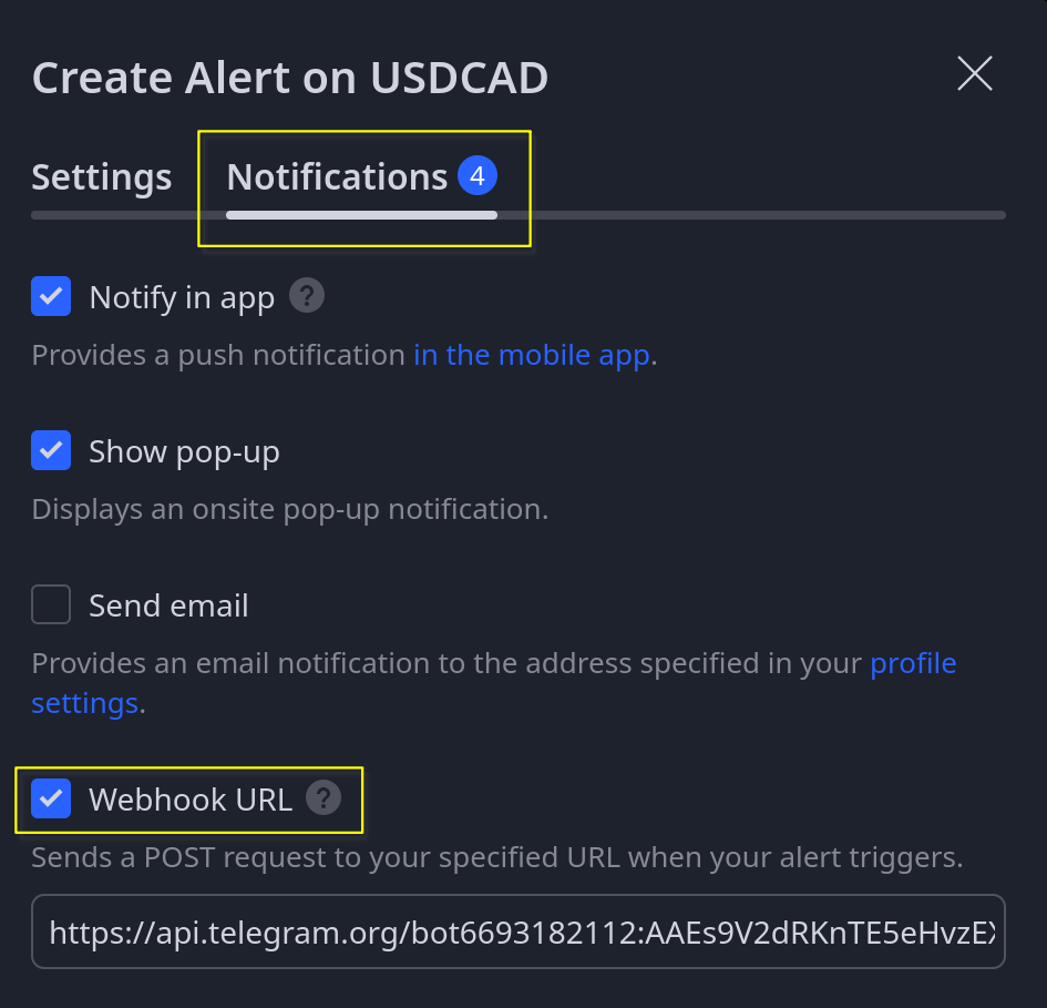 TradingView Telegram Chart Alert – VerrilloTrading